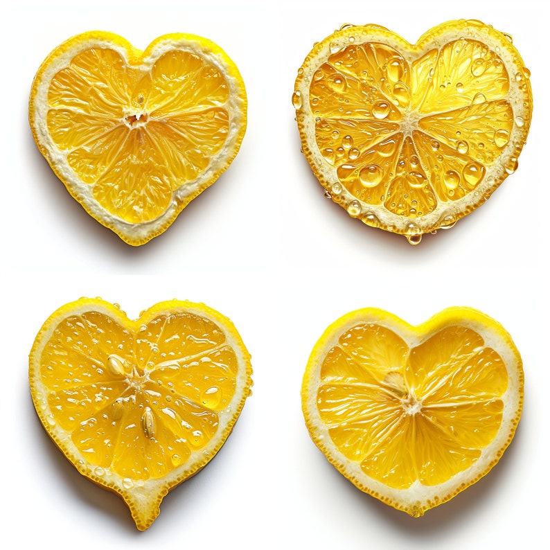 8 Cliparts Lemon Heart Valentine's Day, PNG File, High Quality ...