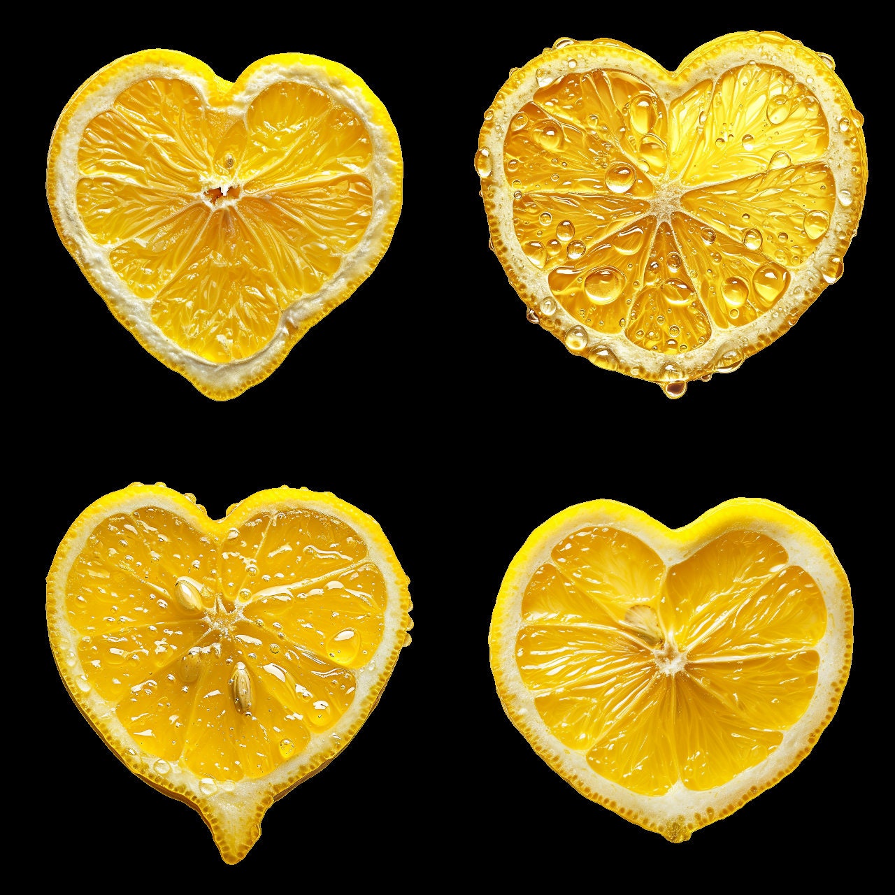 8 Cliparts Lemon Heart Valentine's Day, PNG File, High Quality ...