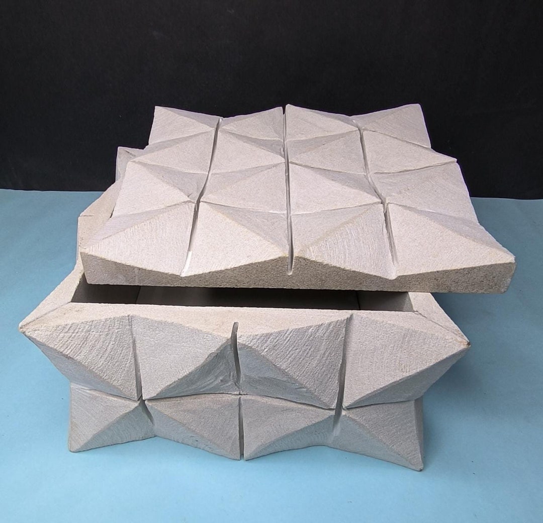 Natural Marble & Sandstone Box With Pyramid Design – Elegant Storage ...