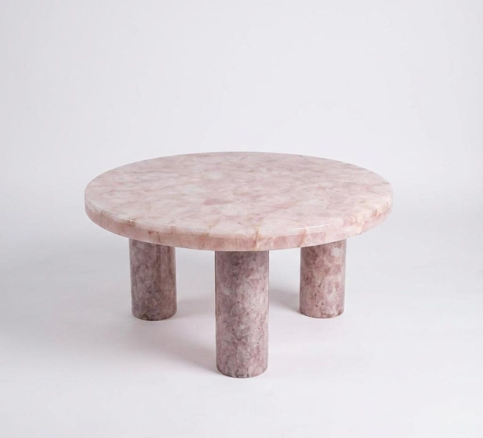 Luxury Round Rose Quartz Coffee Table – Handcrafted Natural Stone ...