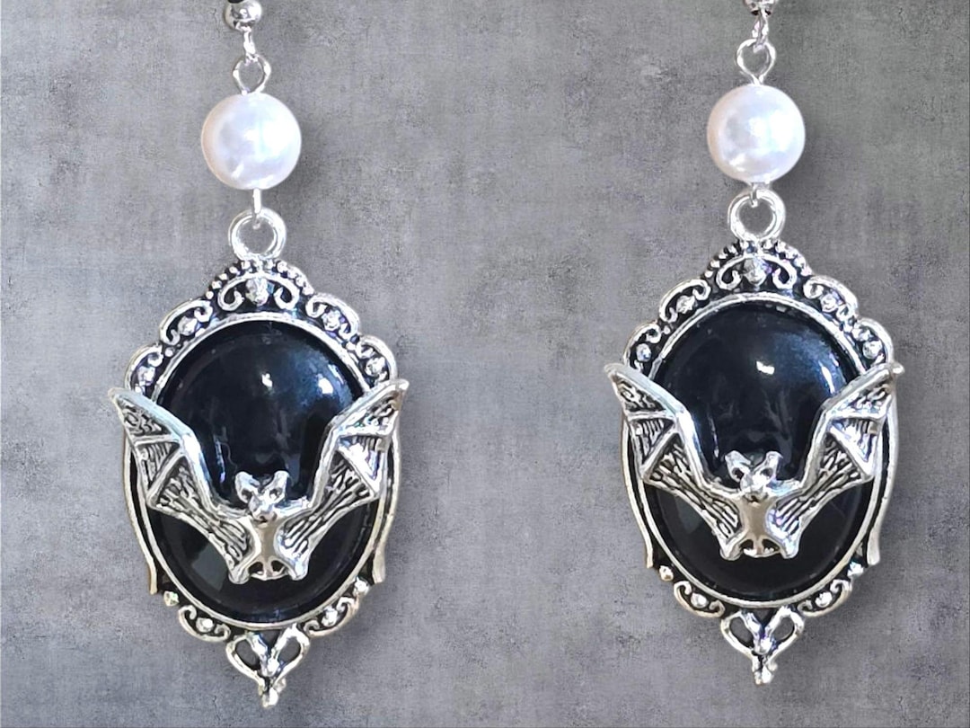 Dark Romance, Gothic, Vampire Bat Style Hook Earrings, Victorian Bat ...