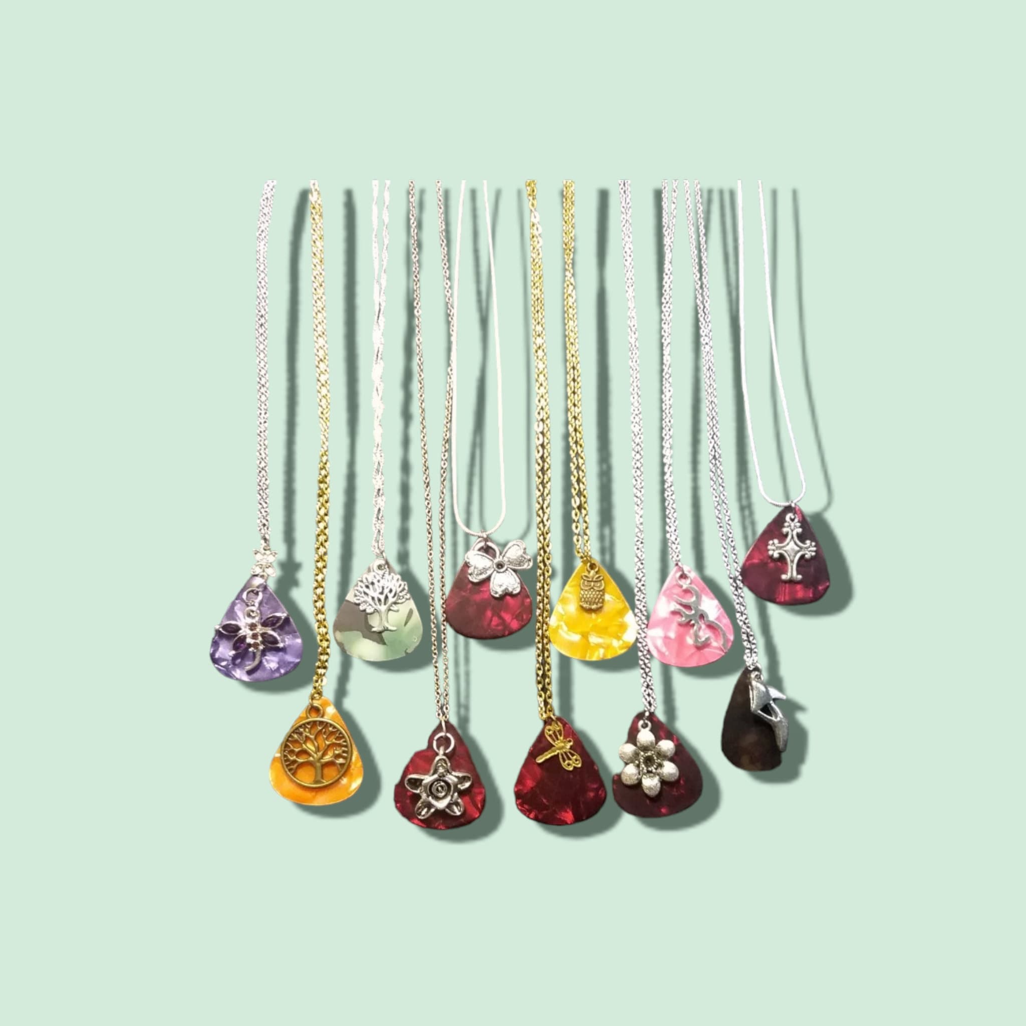 Guitar Pick Charmed Necklaces Nature Inspired - Etsy