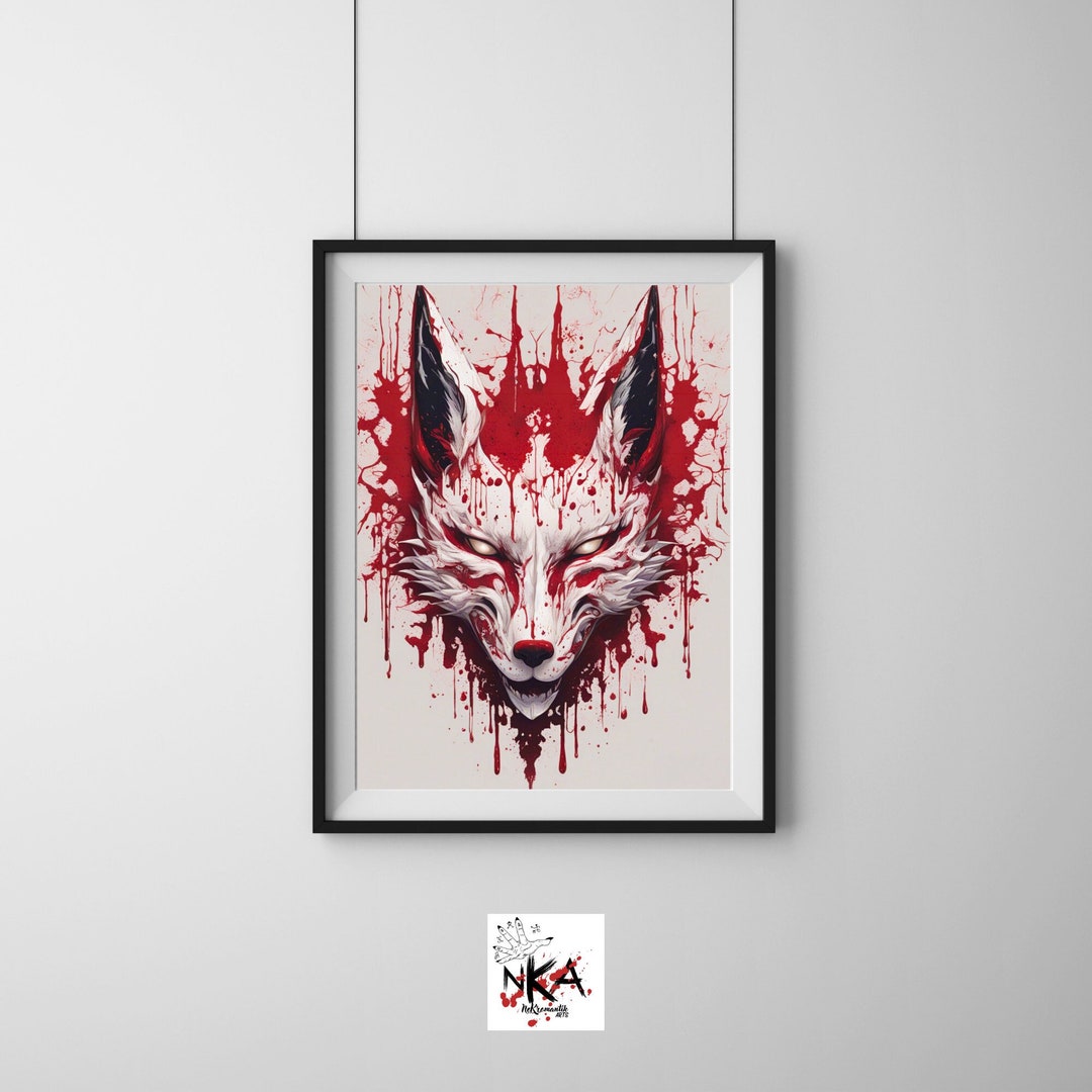 Poster Kitsune Mask 001 Fox Horrific Gothic Halloween - Etsy