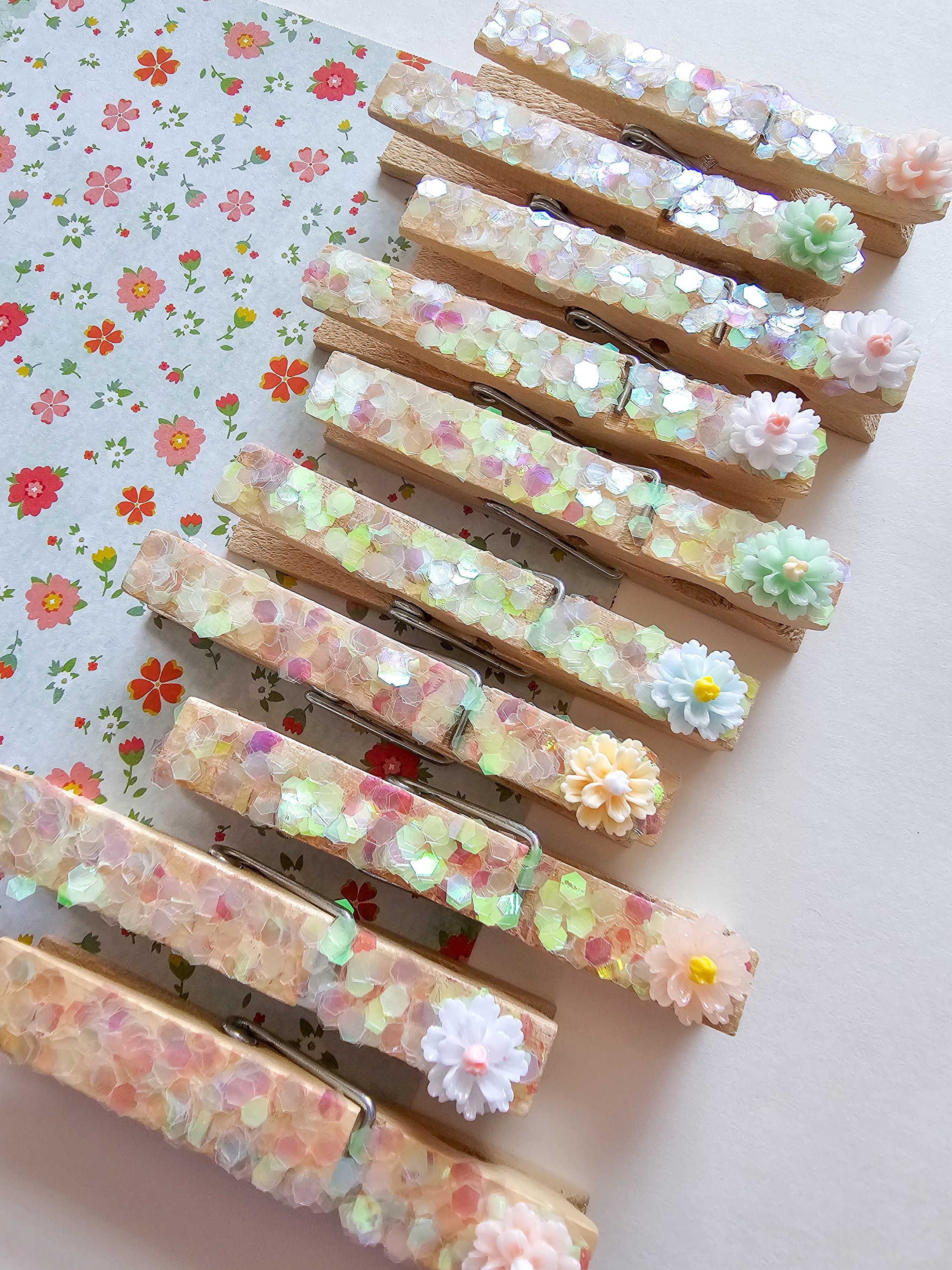 Garden Party Clothespin, Tea Party Clothespin, Flower Clothespin, Cheer ...