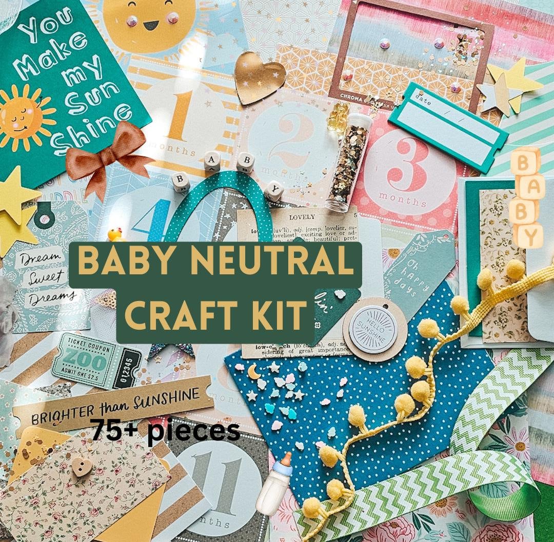 Baby Junk Journal Kit, Baby Book Craft Kit, Neutral Baby Theme, Gender ...