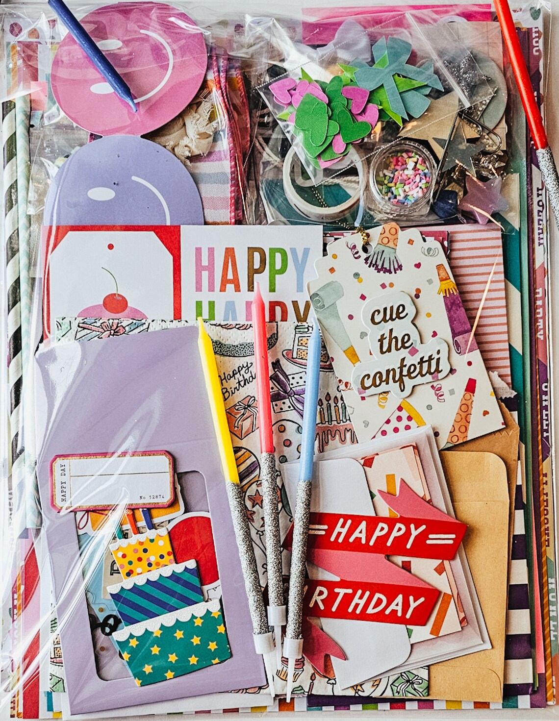 Birthday Junk Journal Surprise Kit, 60+ Pieces Birthday Theme Junk ...
