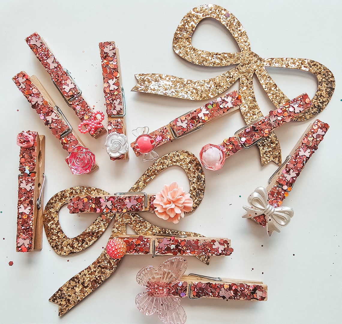 Cheer Pin Clothespin, Coquette Decor, Bow Clothespin, Cheer Competition ...