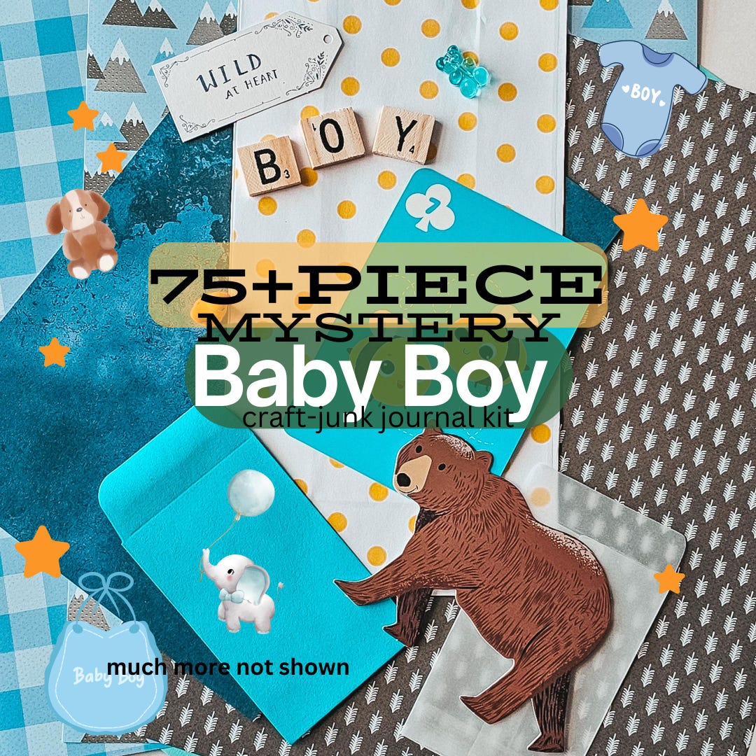 Baby Boy Junk Journal Kit, Baby Book Craft Kit, Boy Baby Theme, Boy ...