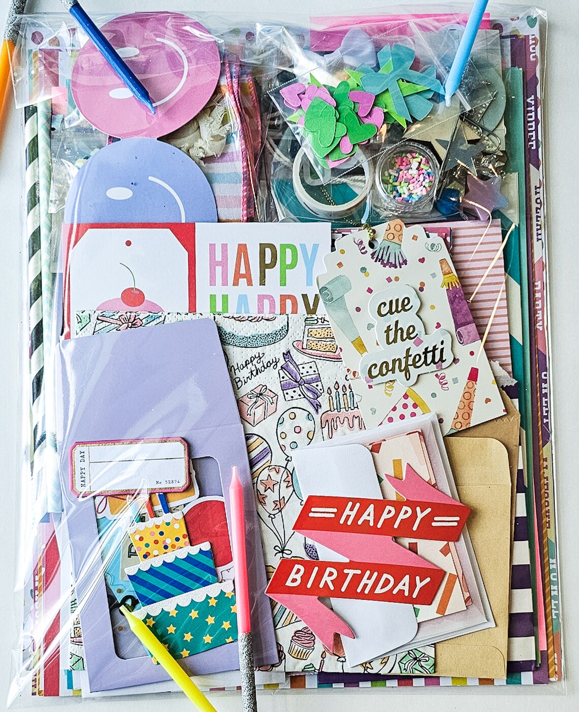 Birthday Junk Journal Surprise Kit, 60+ Pieces Birthday Theme Junk ...
