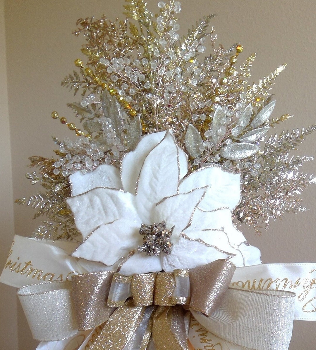 Christmas Tree Topper White Velvet Poinsettia Tree Topper XL - Etsy