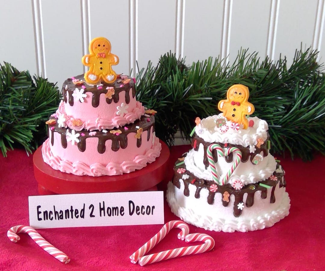 Tier Tray Decor, Fake Mini Christmas Cake, Mini Cakes Gingerbread, Fake ...