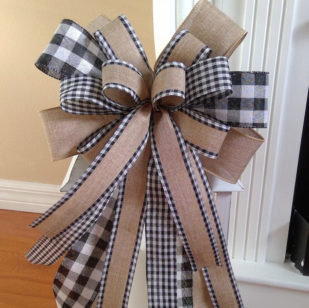 Buffalo Plaid Bow Everyday Bow Black and White Bow Rustic - Etsy