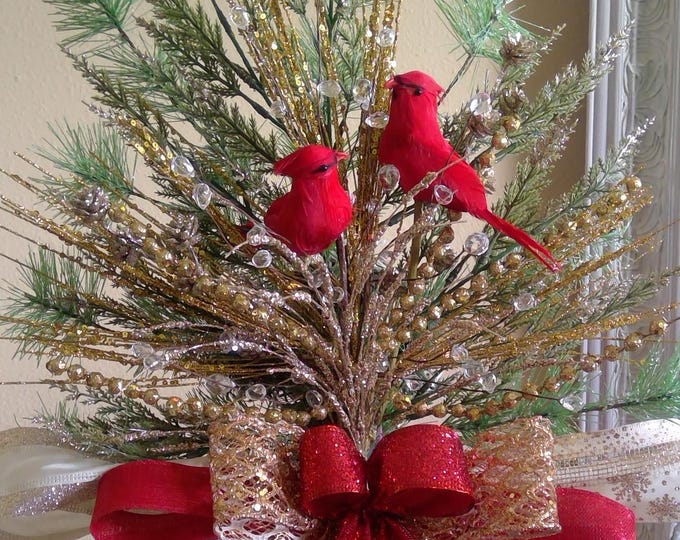 Christmas Tree Topper, Red Cardinal Tree Topper, Red Cardinal Tree ...