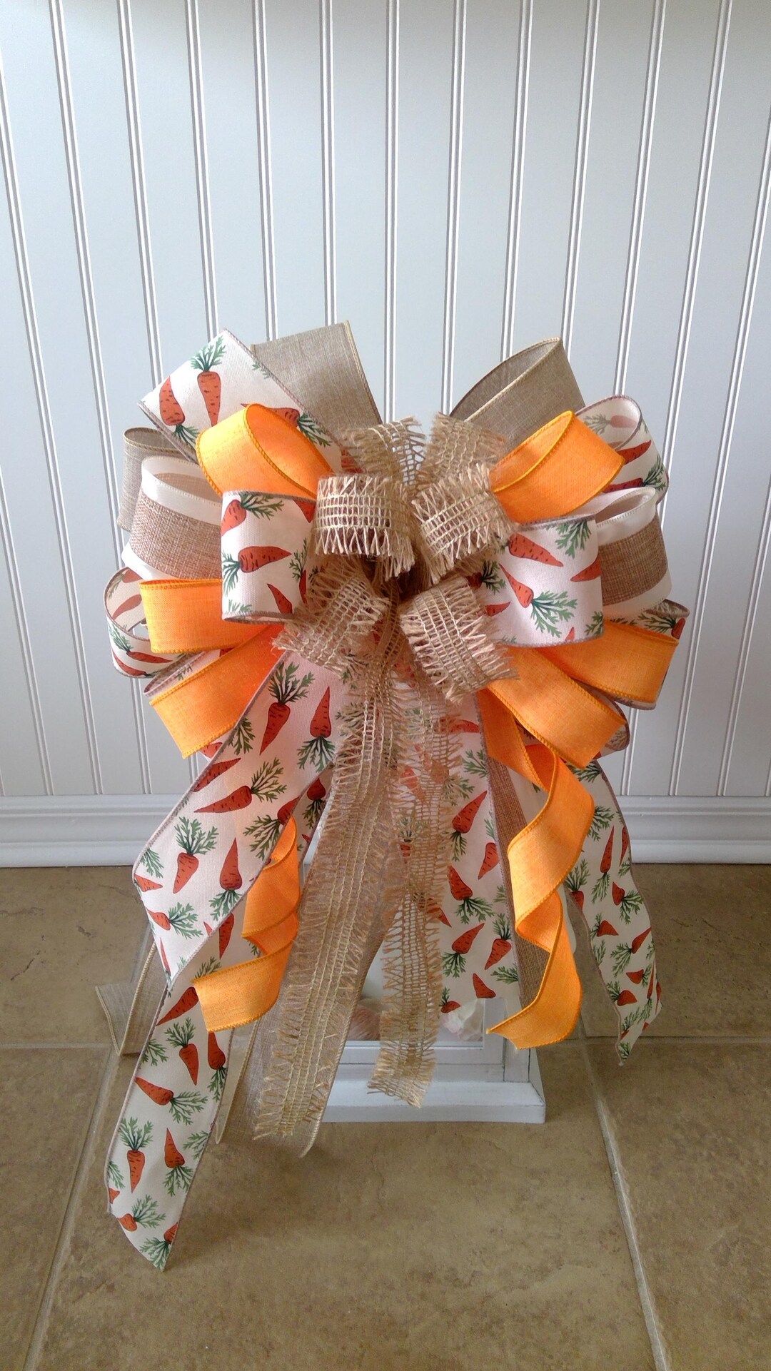 Easter Bow, Carrot Bow, Lantern Bow, Wreath Bow, Easter Carrots Decor ...