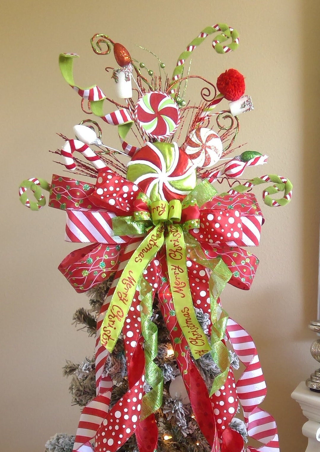 Christmas Tree Topper Peppermint Tree Topper XL Tree Toper - Etsy