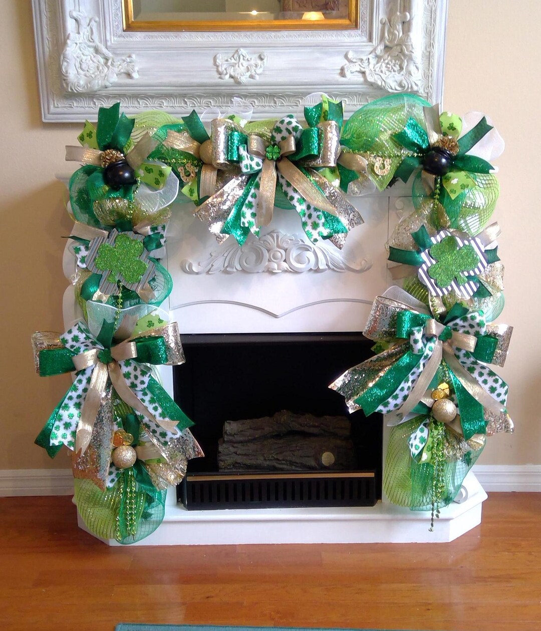 St Patty's Garland, Irish Garland for Mantel, Shamrock Garland for Door ...