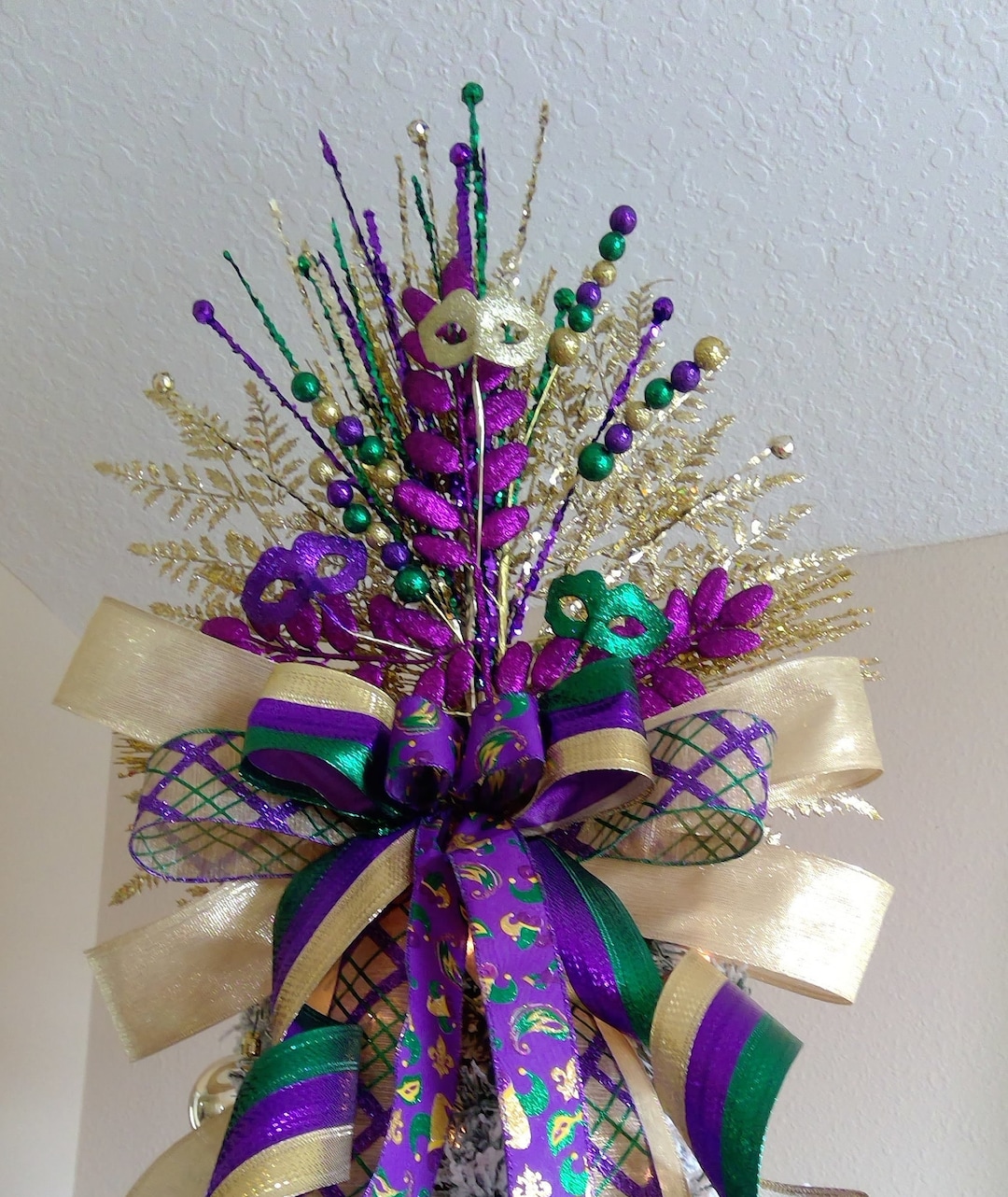 Mardi Gras Tree Topper, Carnival Tree Topper, Purple and Gold Tree ...
