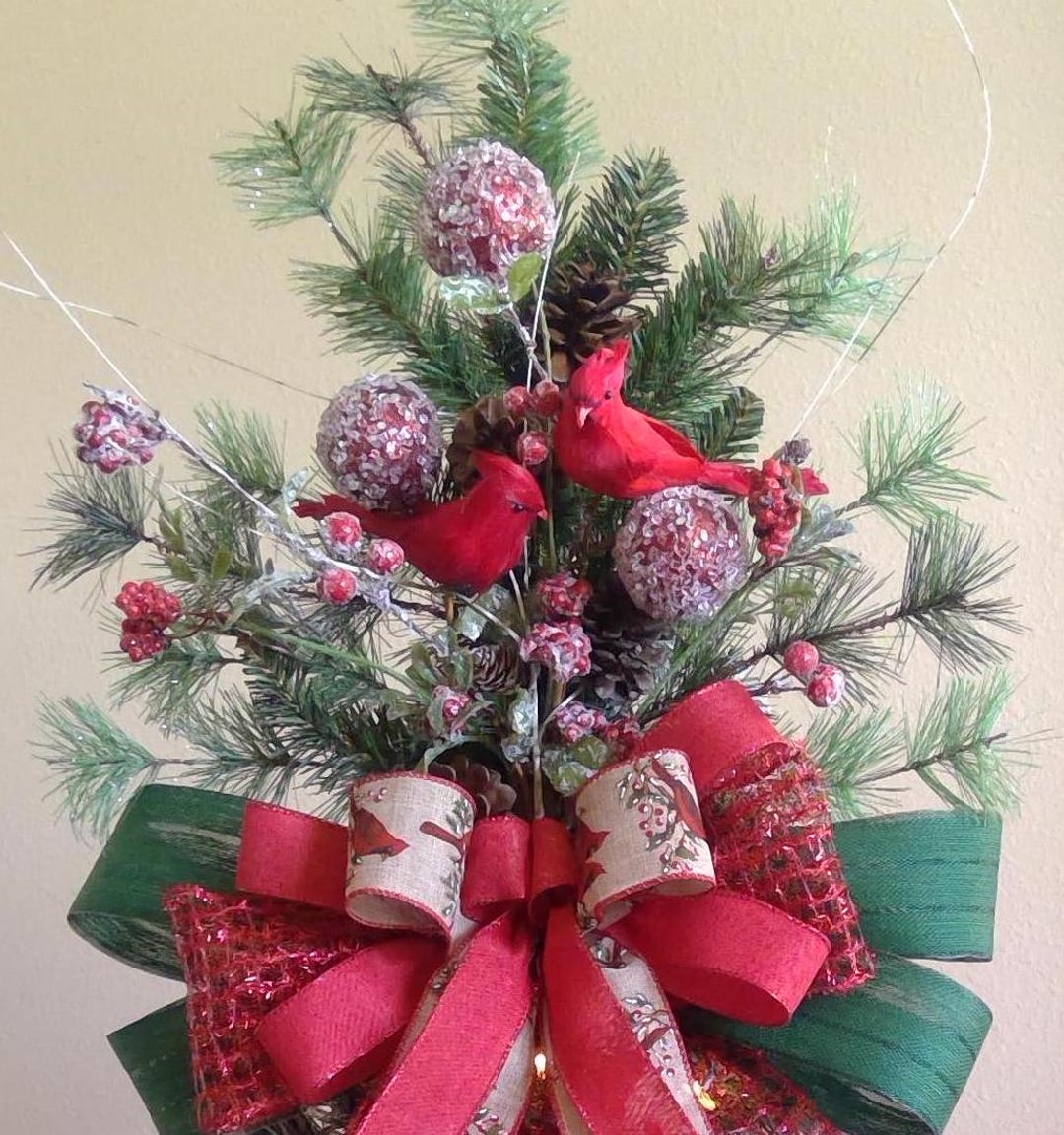 Christmas Tree Topper, Red Cardinal Tree Topper, Red Cardinal Tree ...