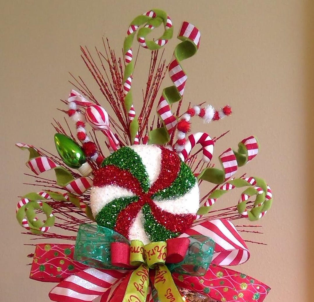 Christmas Tree Topper, Peppermint Tree Topper,xl Tree Topper,candy Cane ...