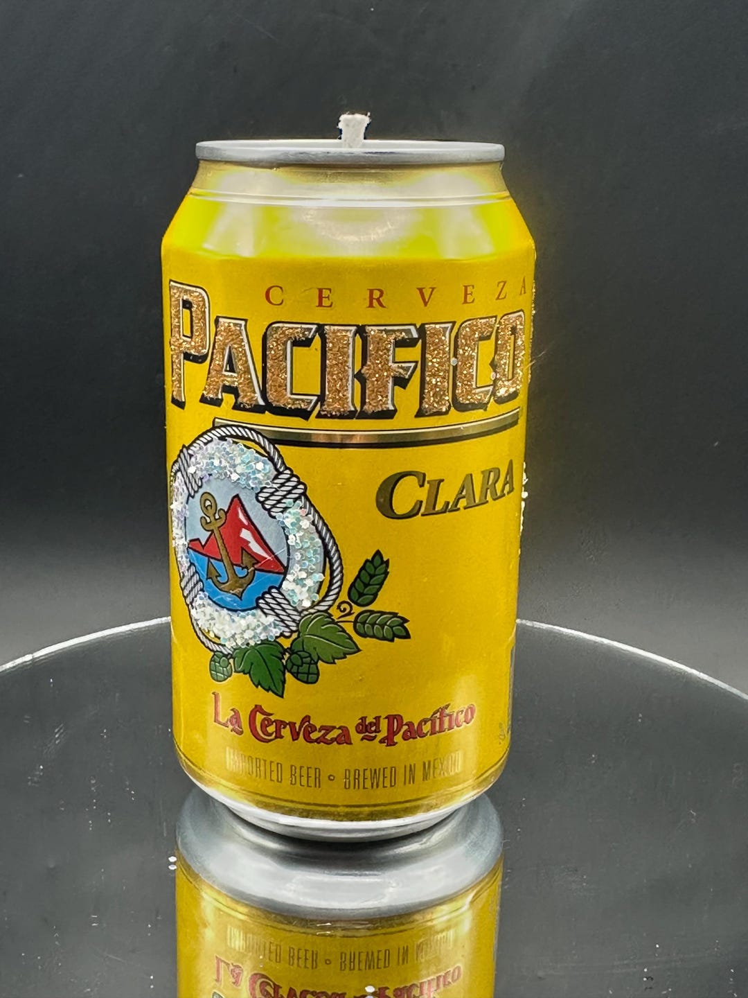 Pacifico Sparkle 12 Oz Soy Candle. Glow in the Dark Life Ring. Hand ...