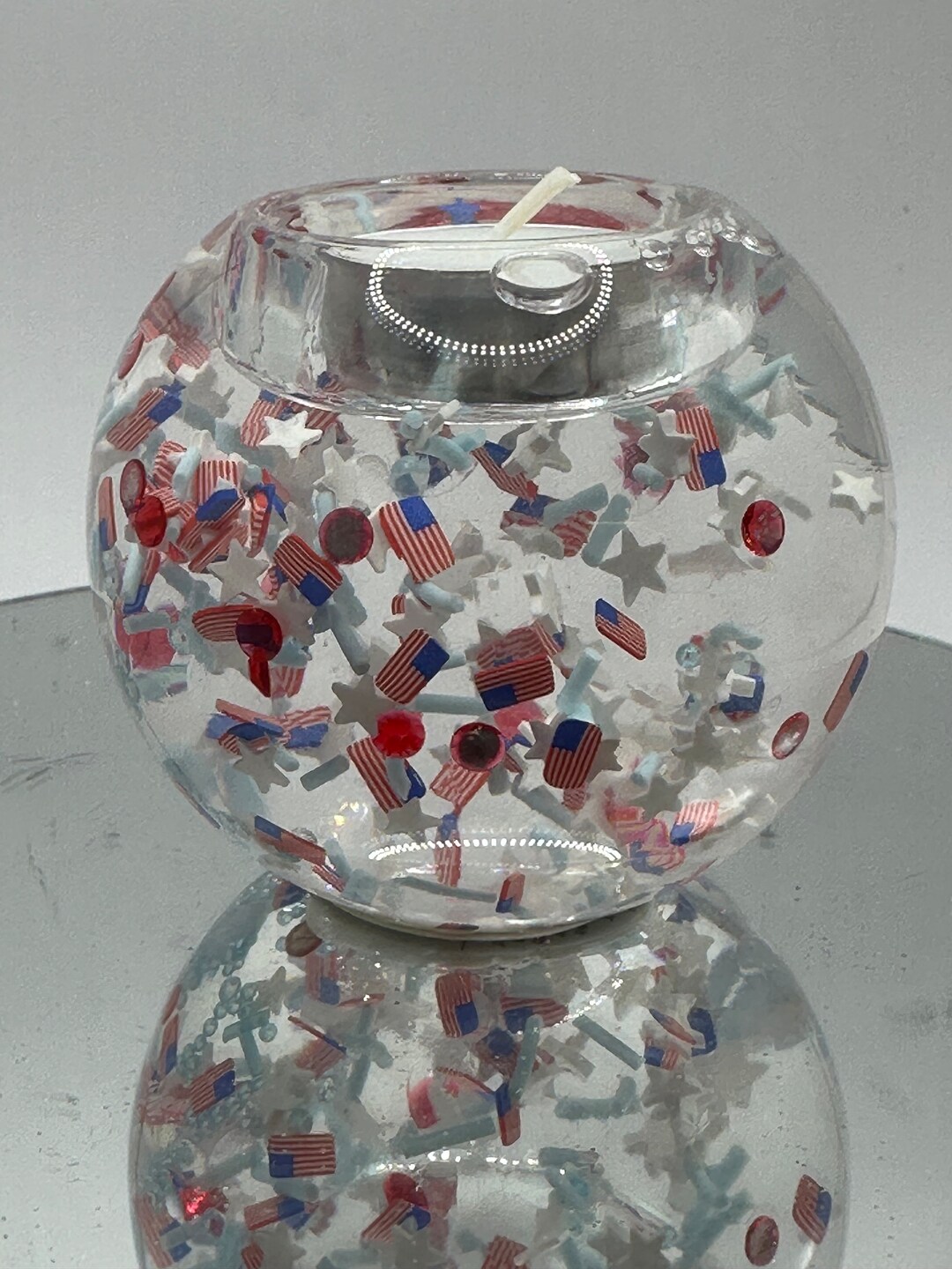 4th of July Snow Globe Tealight Candle. an Everlasting Globe Filled ...