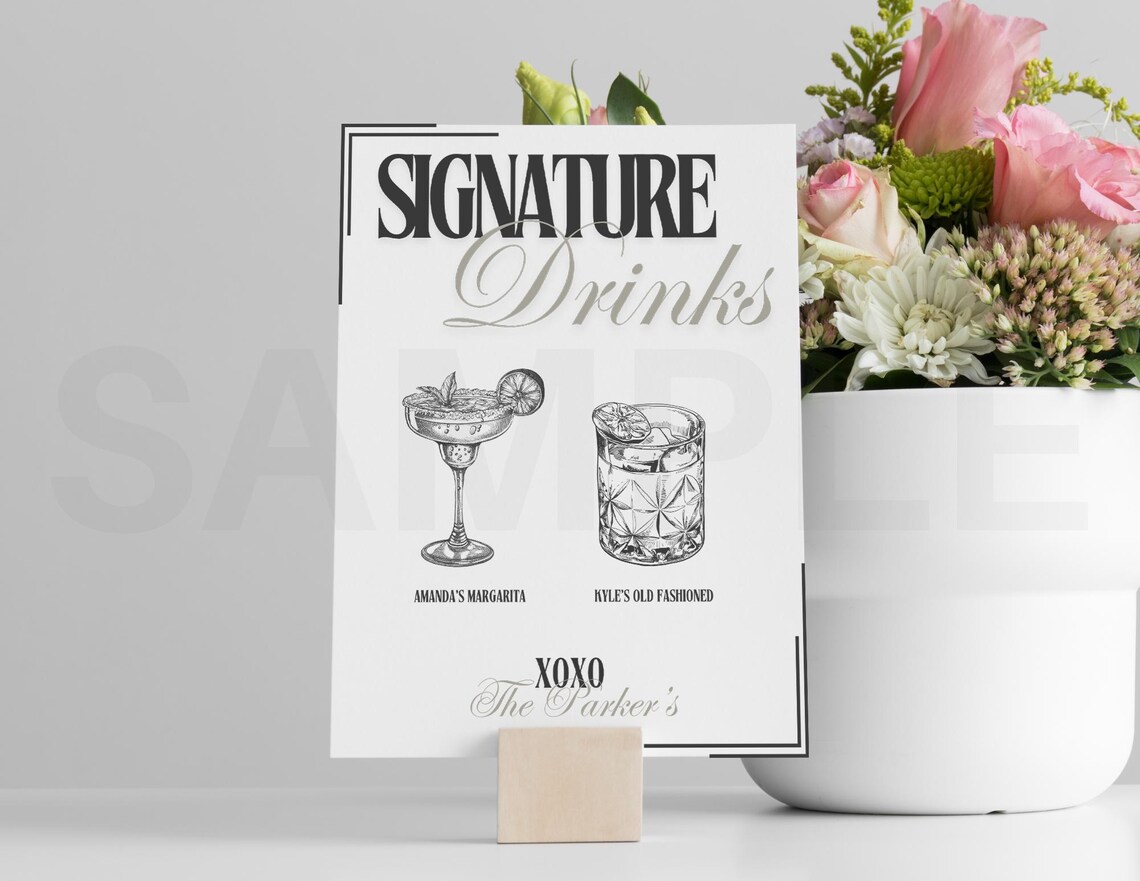 Elegant Signature Bar Menu - Etsy