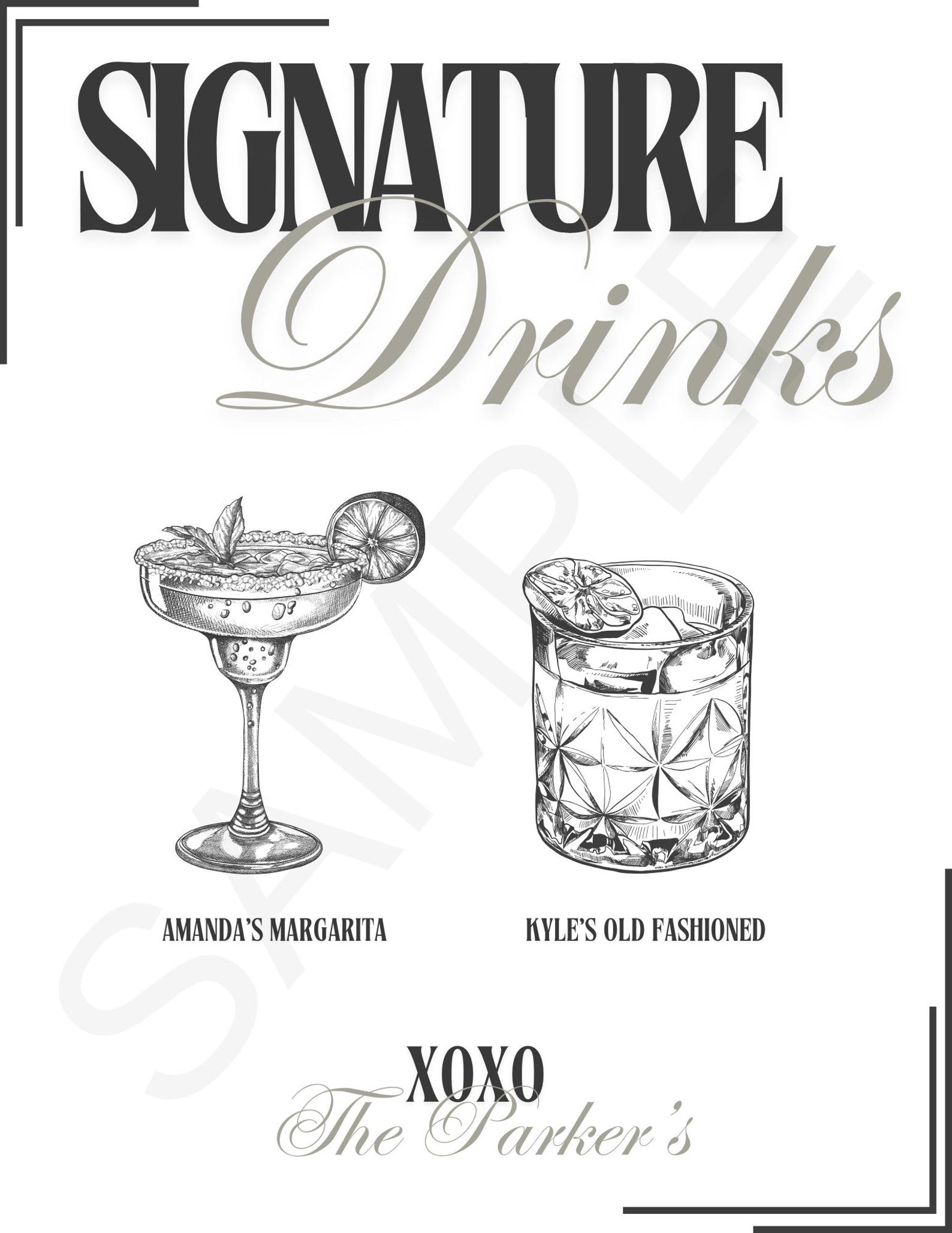 Elegant Signature Bar Menu - Etsy