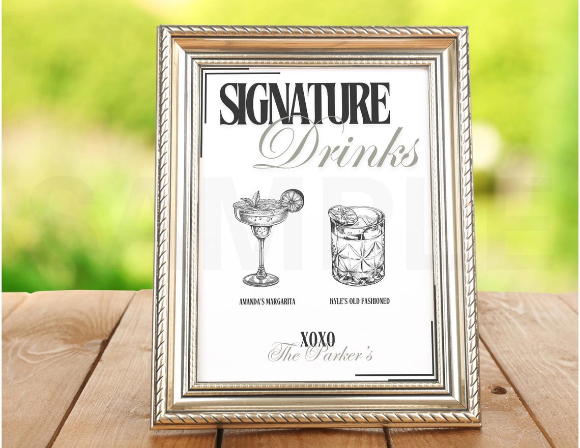 Elegant Signature Bar Menu - Etsy
