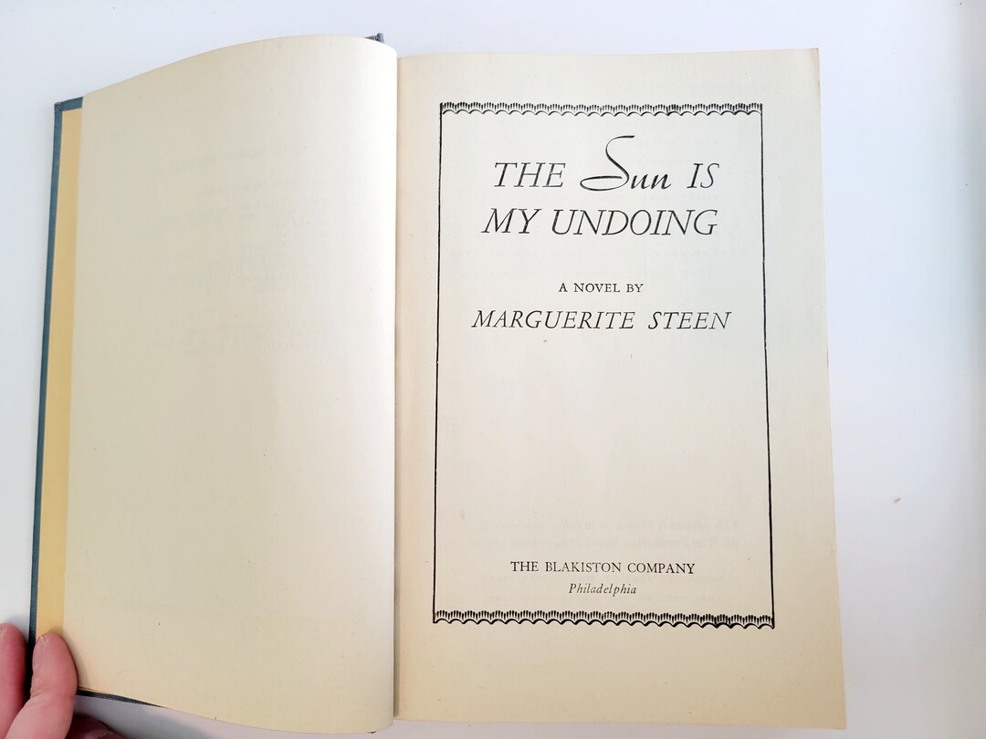 The Sun is My Undoing Steen 1944 Vintage Book - Etsy