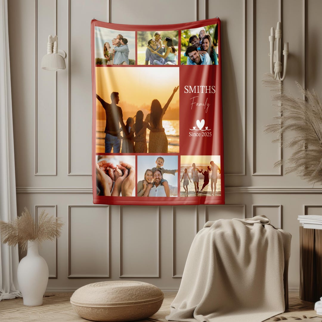 Custom Family Photo Blanket, Personalized Picture Collage Throw, Custom ...