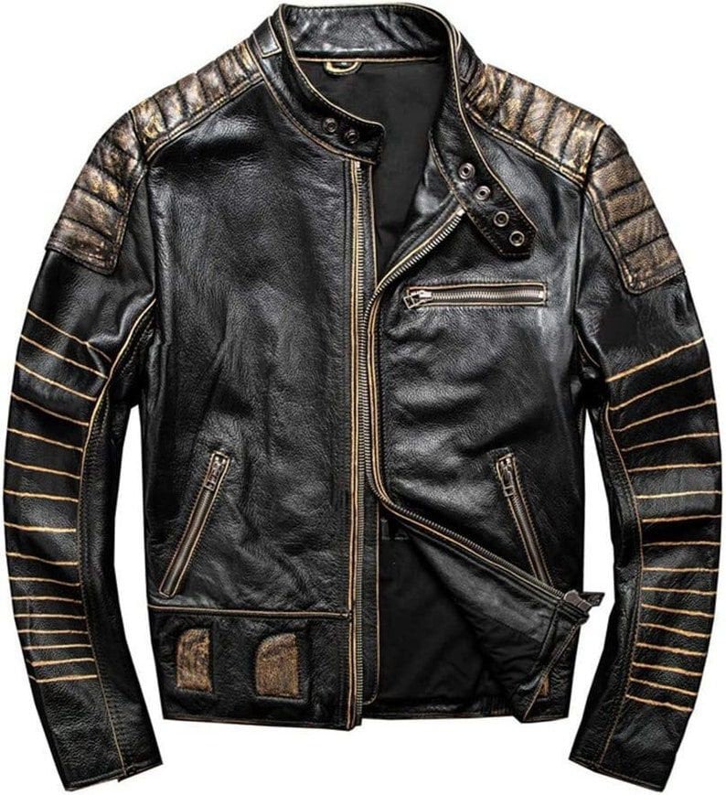 Handmade Leather Jacket Brown Men's Genuine Cowhide Premium Leather ...