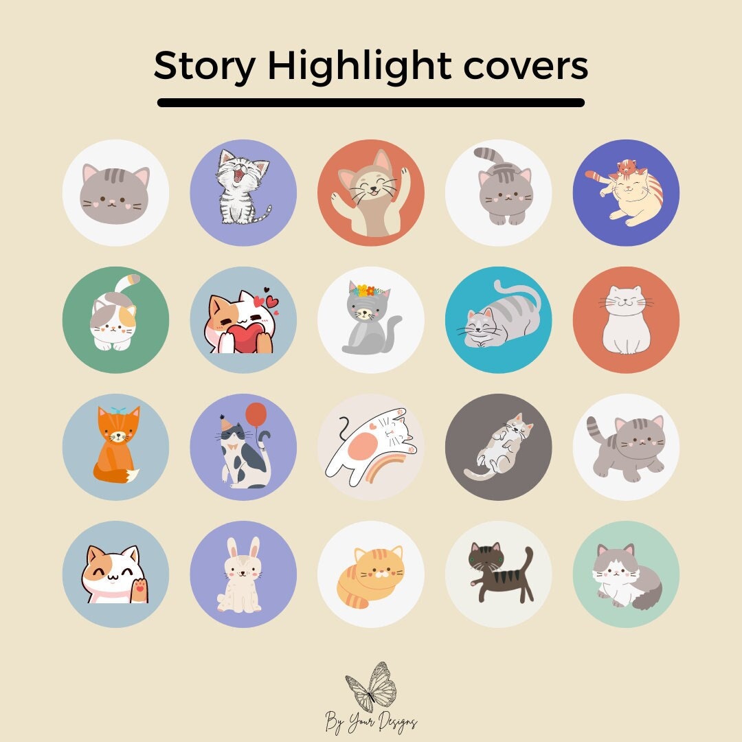 20 Cute Cat Instagram Highlight Covers Cat Lovers IG Story Icons ...