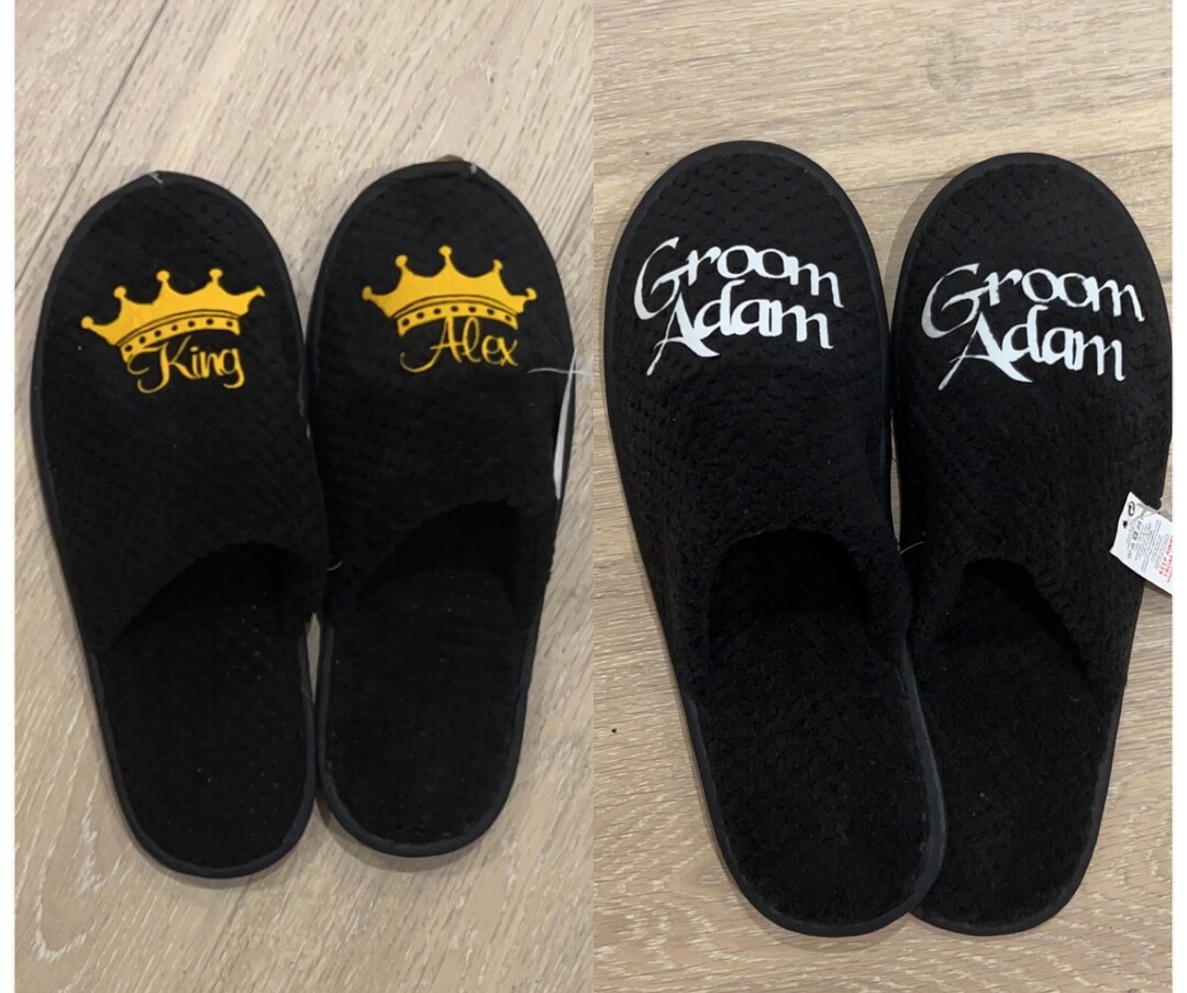 Personalised Black Closed Toe Slippers, Mens Black Closed Toe Slippers ...