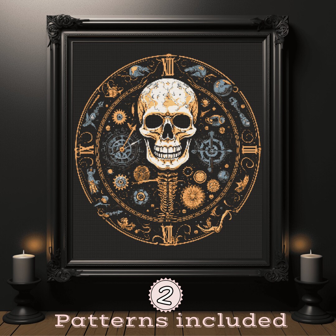 Skull Skeleton Cross Stitch Skeleton Pattern Gothic Cross - Etsy