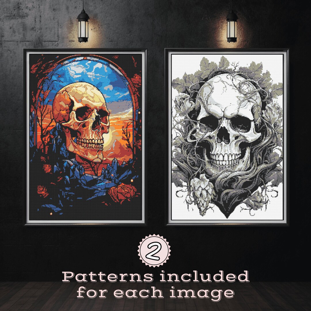 Skeleton Cross Stitch Gothic Cross Stitch Black Aida - Etsy