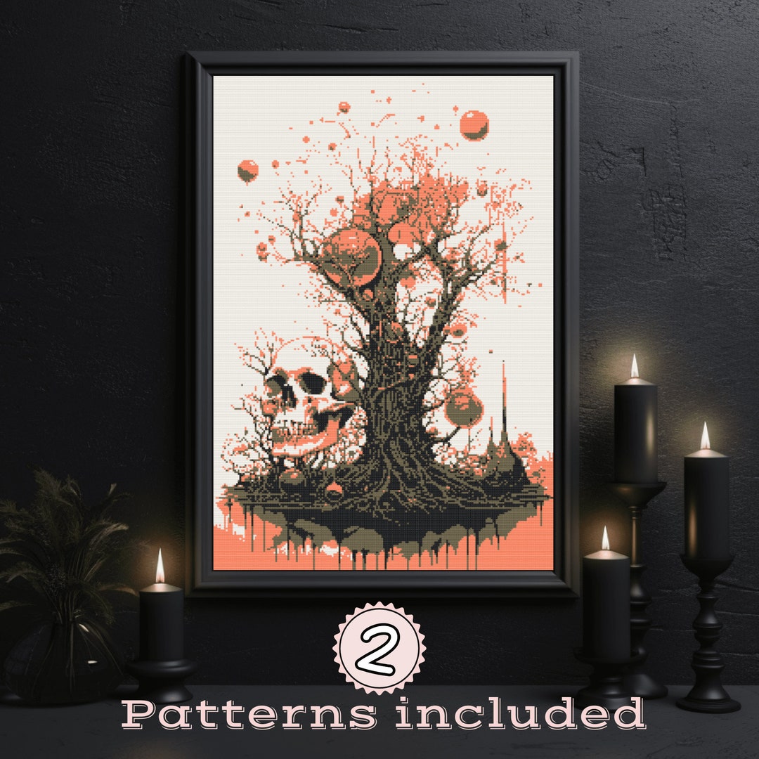 Skeleton Cross Stitch Gothic Cross Stitch Skeleton Pattern - Etsy