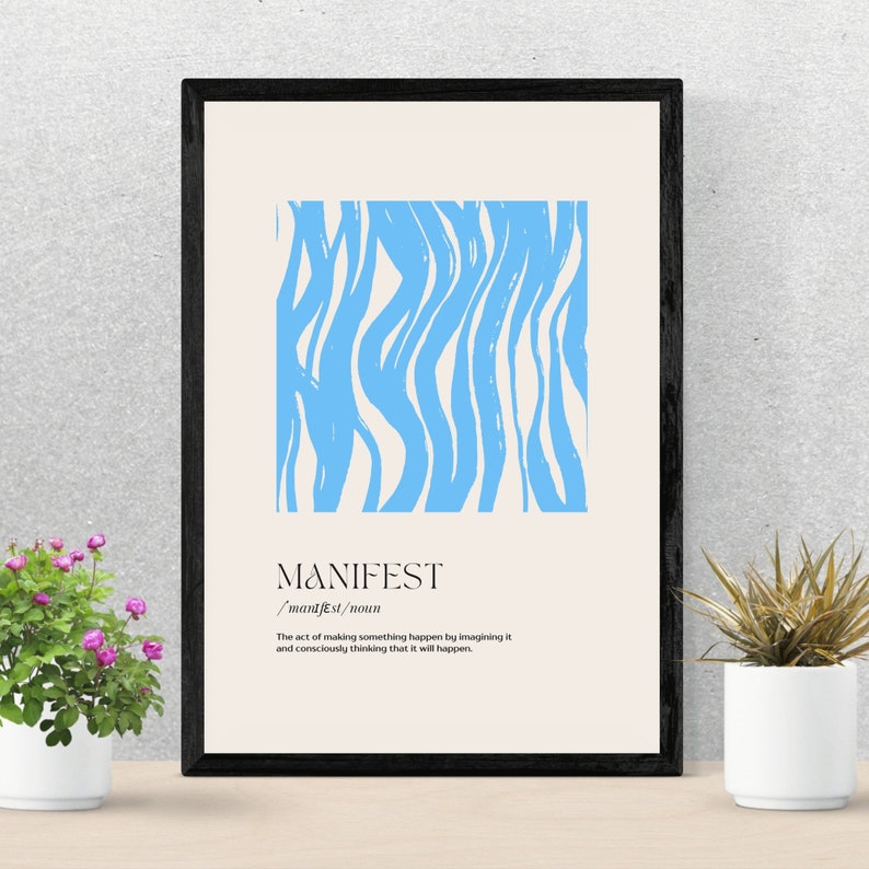 Manifest, Abstract Word Definition Art Print, Wall Art, Decor, Positive ...