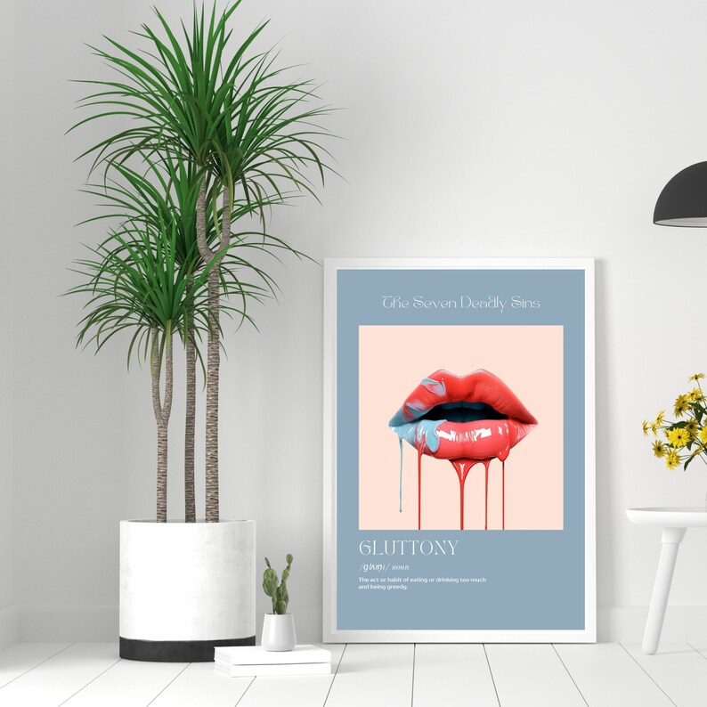 Seven Deadly Sins Gluttony Art Print, Abstract Pop Art, Wall Decor ...