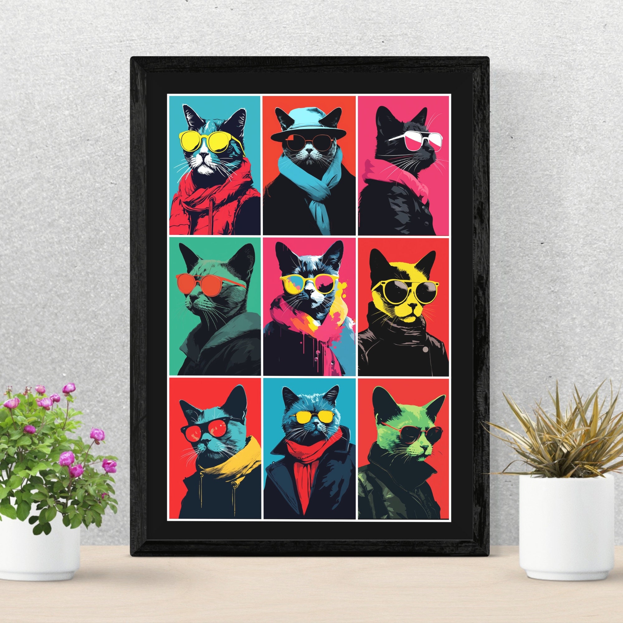 Furball Fashion, Cute Cat Art Print, Wall Art, Pop Art, Decor, Retro ...