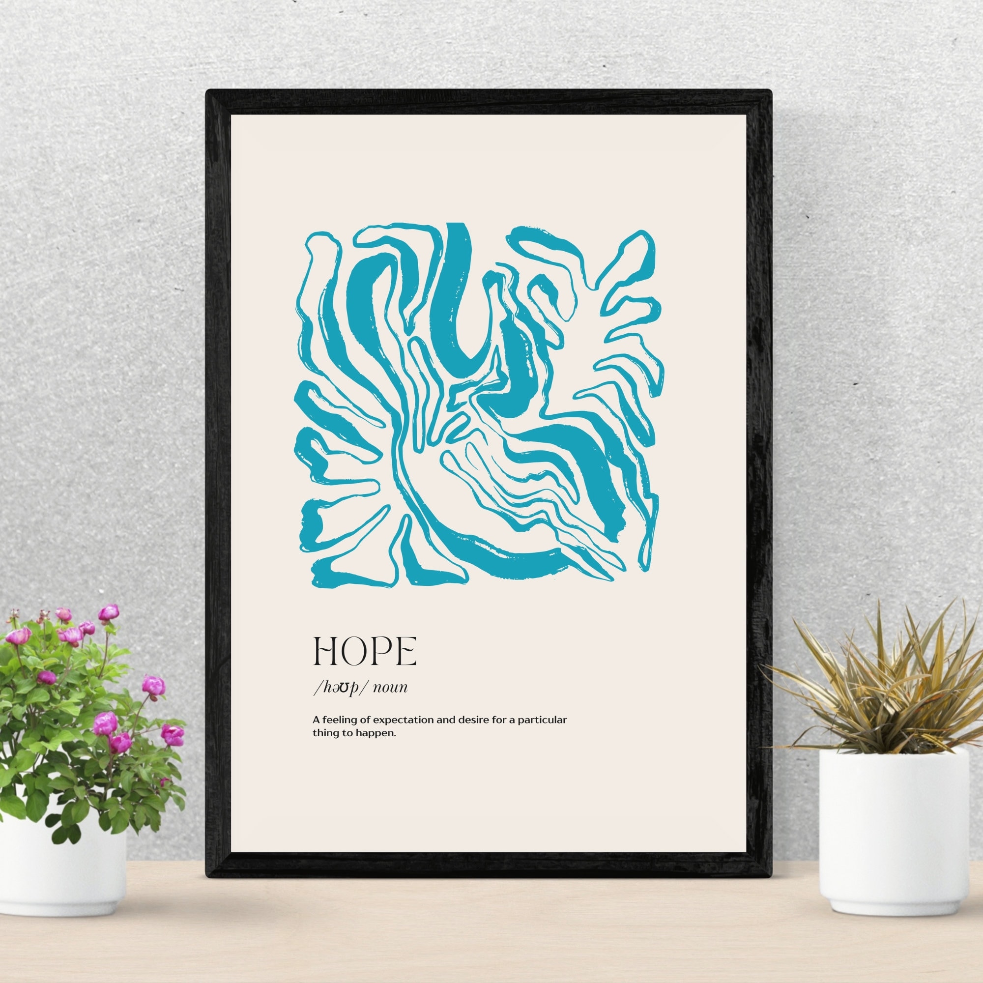 Set of 3 Abstract Word Definition Art Prints, Hope, Positivity ...