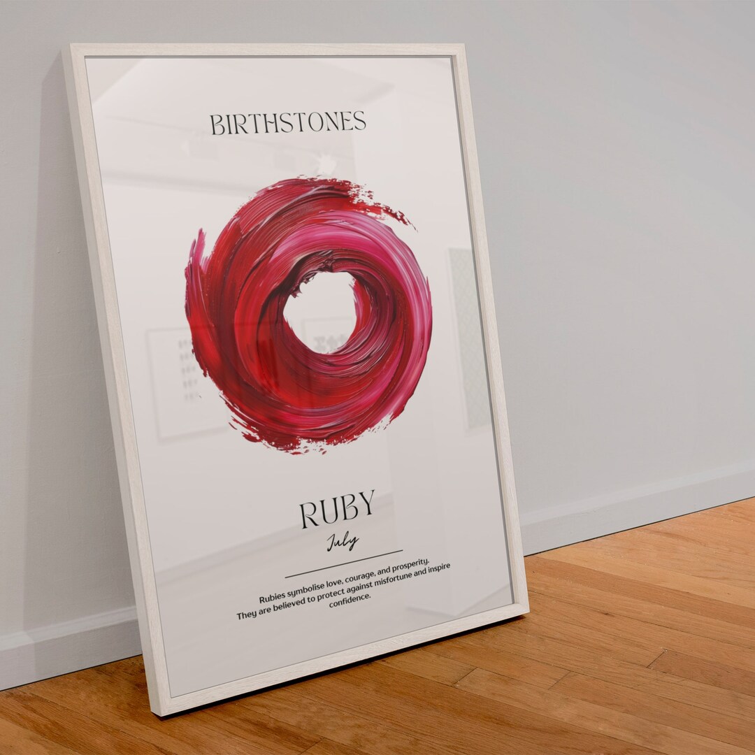 Birthstone Art Print, July, Ruby, Art Print, Wall Art, Decor, Birthday ...