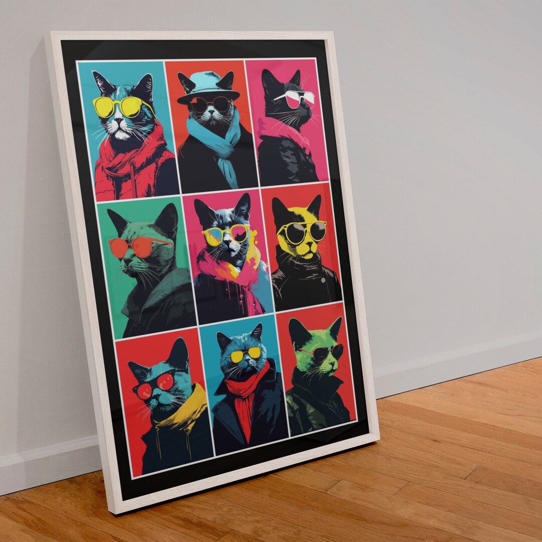 Furball Fashion, Cute Cat Art Print, Wall Art, Pop Art, Decor, Retro ...