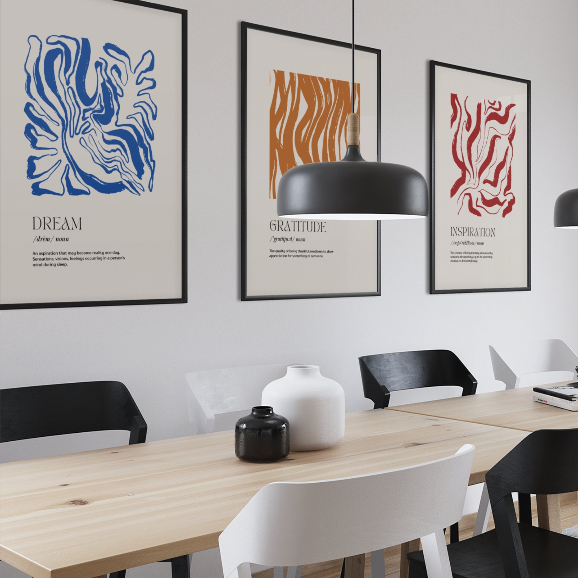 Set of 3 Abstract Word Definition Art Prints, Dream, Gratitude ...