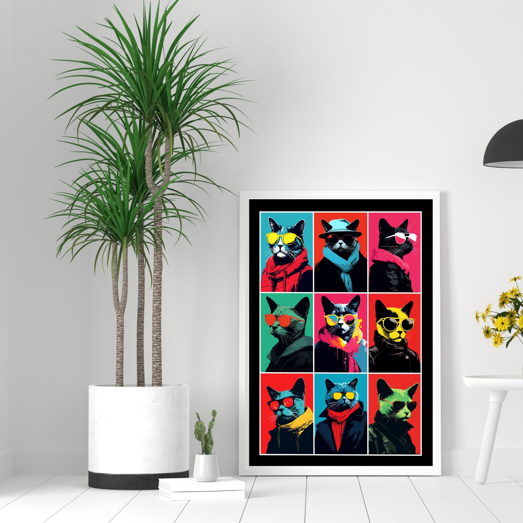 Furball Fashion, Cute Cat Art Print, Wall Art, Pop Art, Decor, Retro ...