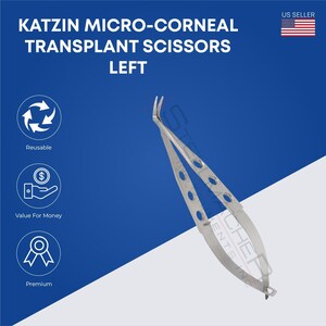 Katzin Corneal Transplant Micro Scissors 10cm Links Left Premium ...