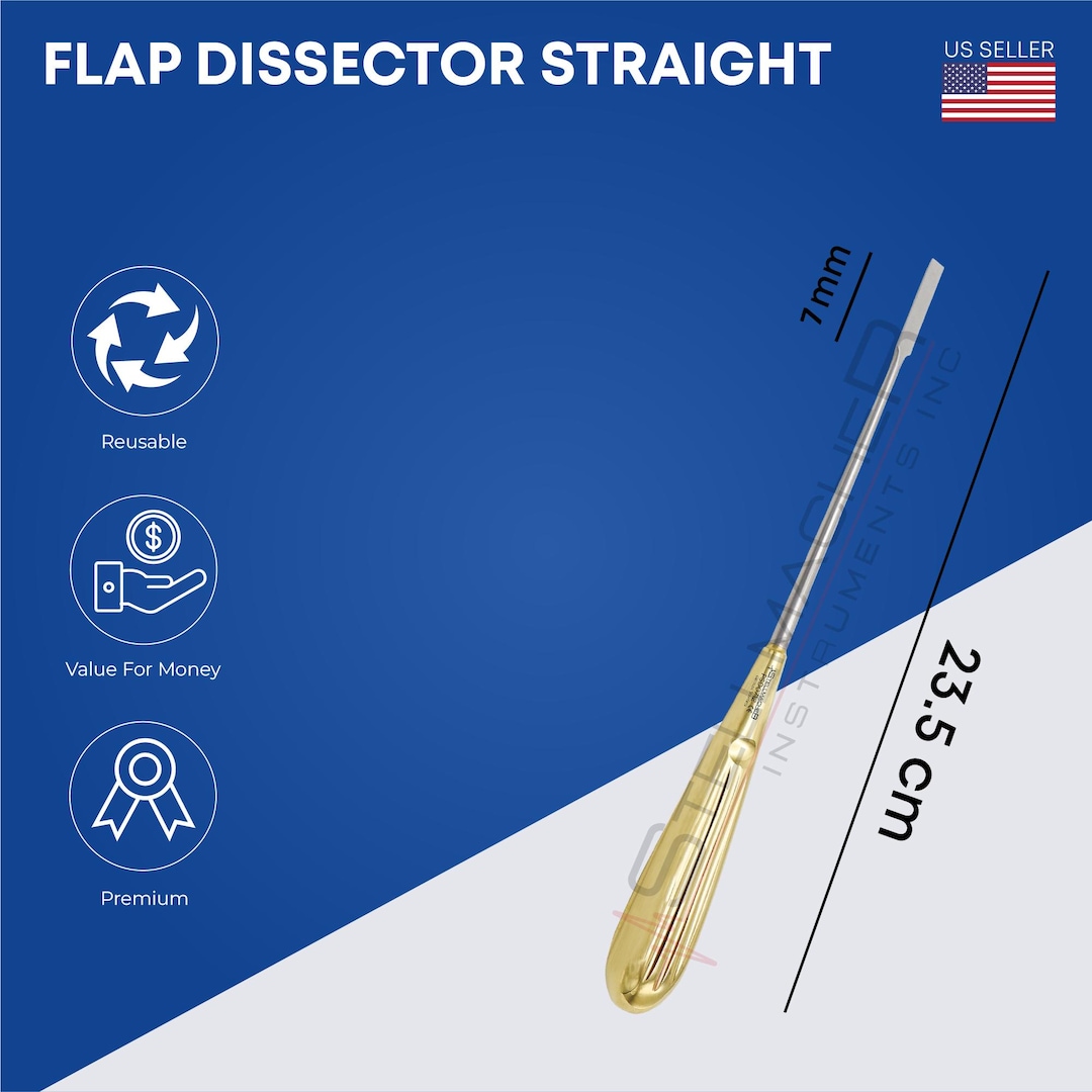 Flap Dissector Straight Handle Gold Dia 7 Mm X Length 23.5cm Plastic ...