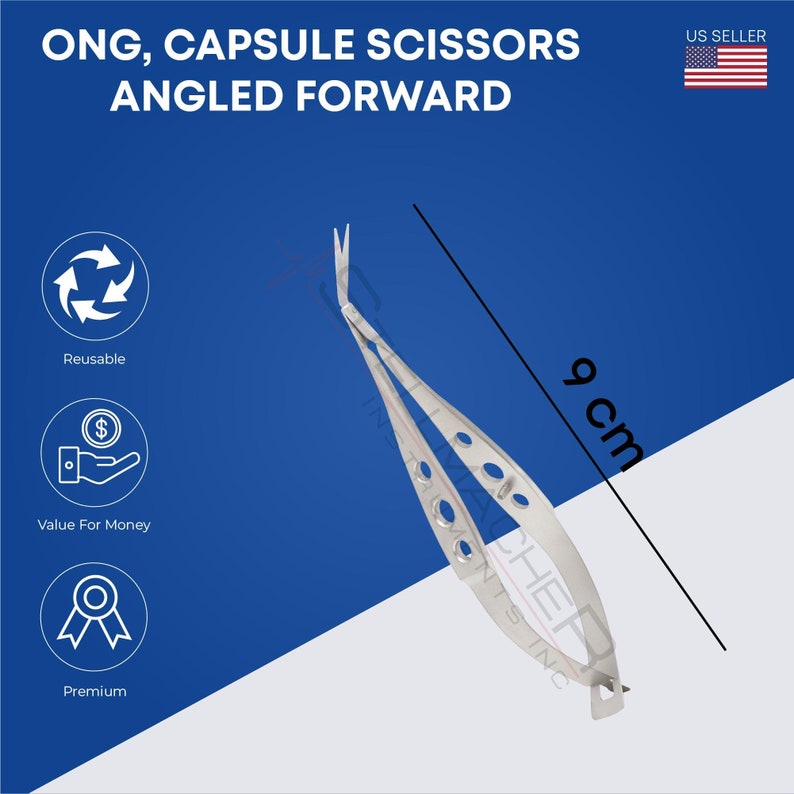 Ong Capsule Scissors Angled Forward Overall Length 9 Cm 11 Mm Blade Premium Ophthalmic Surgical ...