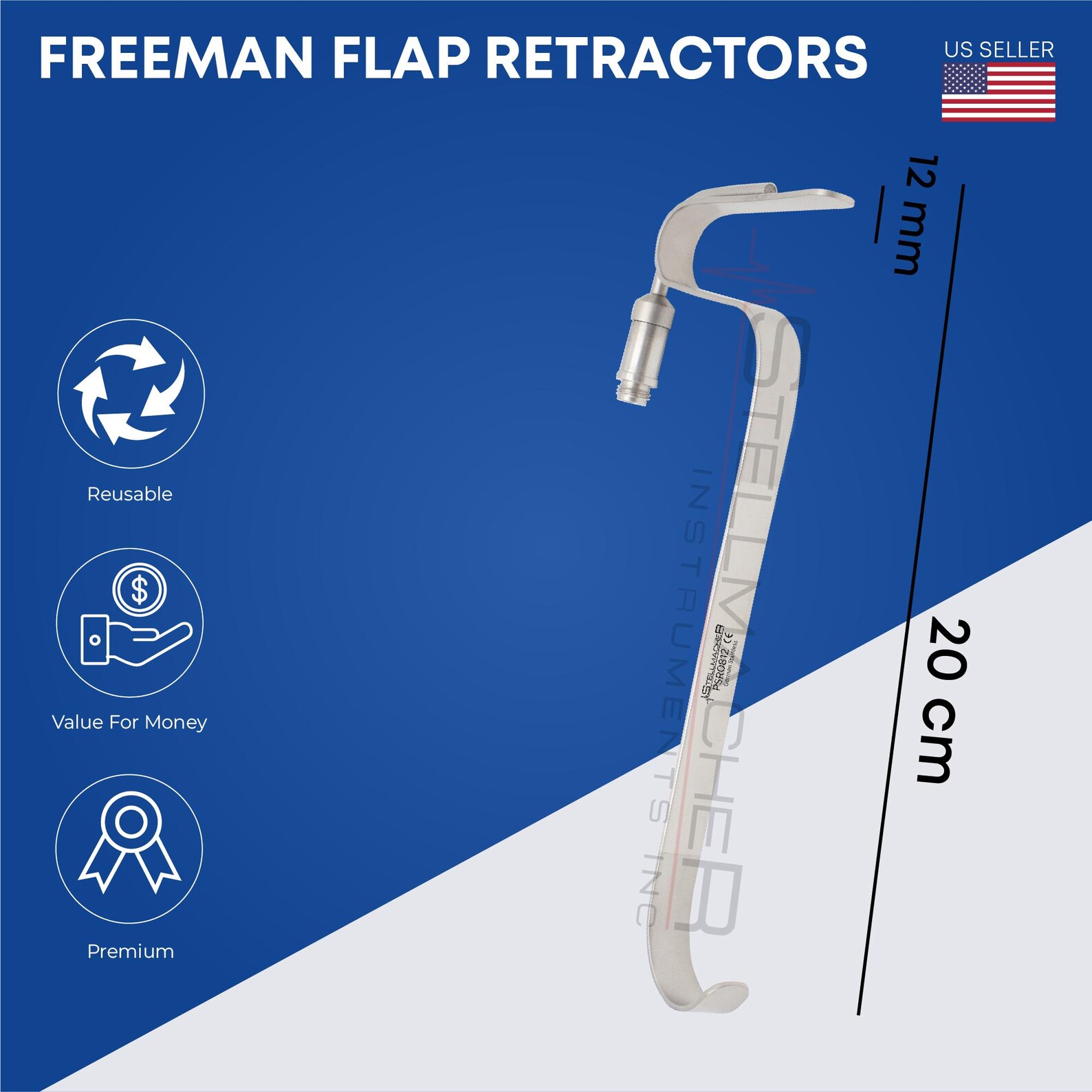 FREEMAN Flap Retractors Blade 12mm Length 20cm Premium Retractors ...