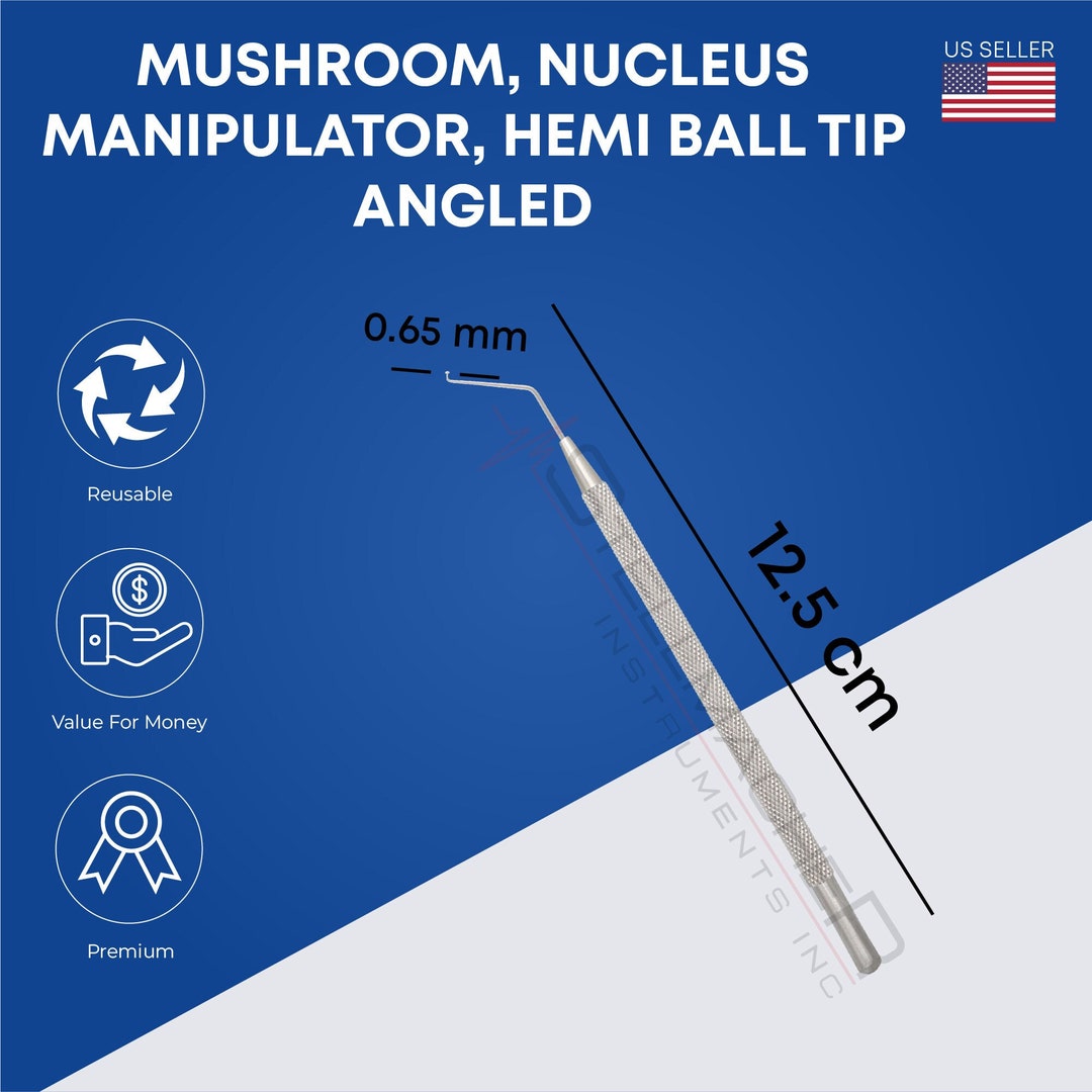Mushroom Nucleus Manipulator: 0.65mm Hemi-ball Tip Angled Ophthalmic ...