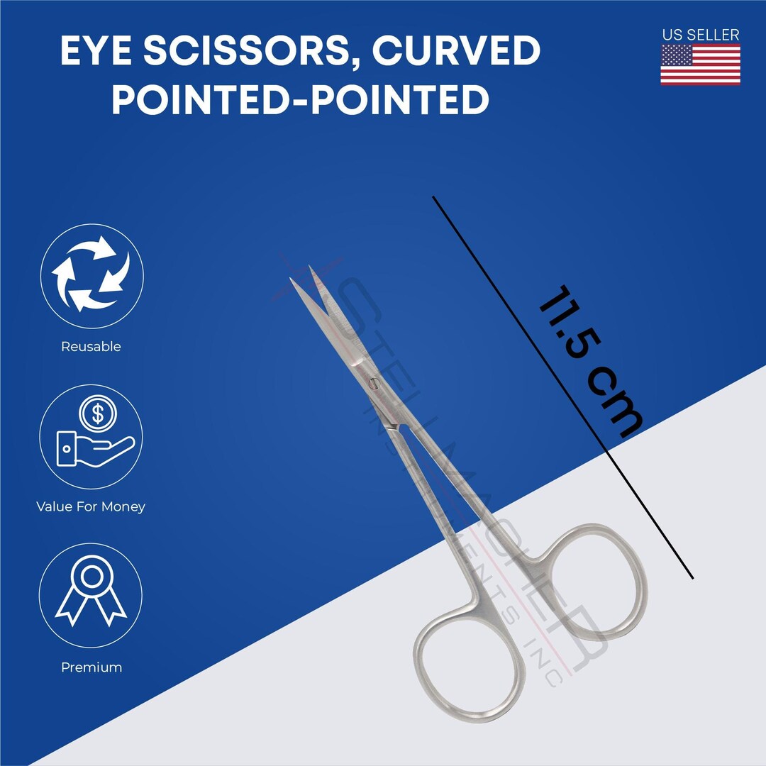 Eye Scissor Curved Pointed-pointed 11.5cm Premium Ophthalmic Scissors ...